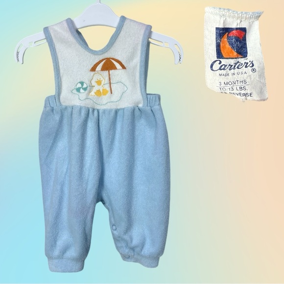 Carter's | Bottoms | Vtg Carters Baby Blue White Terry Cloth Duck On ...